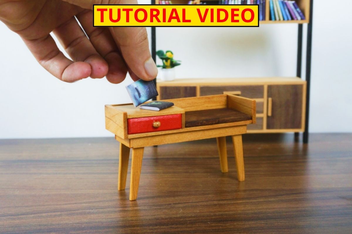 DIY Miniature Bench with Drawer – Wooden Furniture for Dollhouse - Mini ...